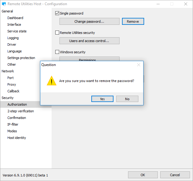 Security Settings | Remote Utilities