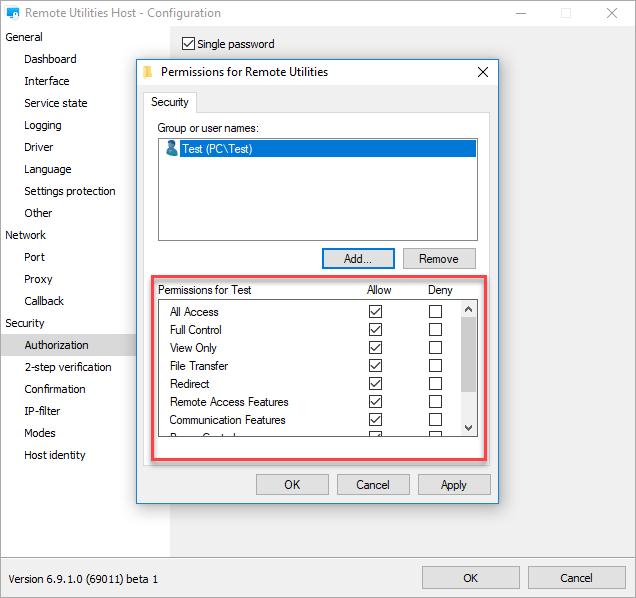 Security Settings | Remote Utilities